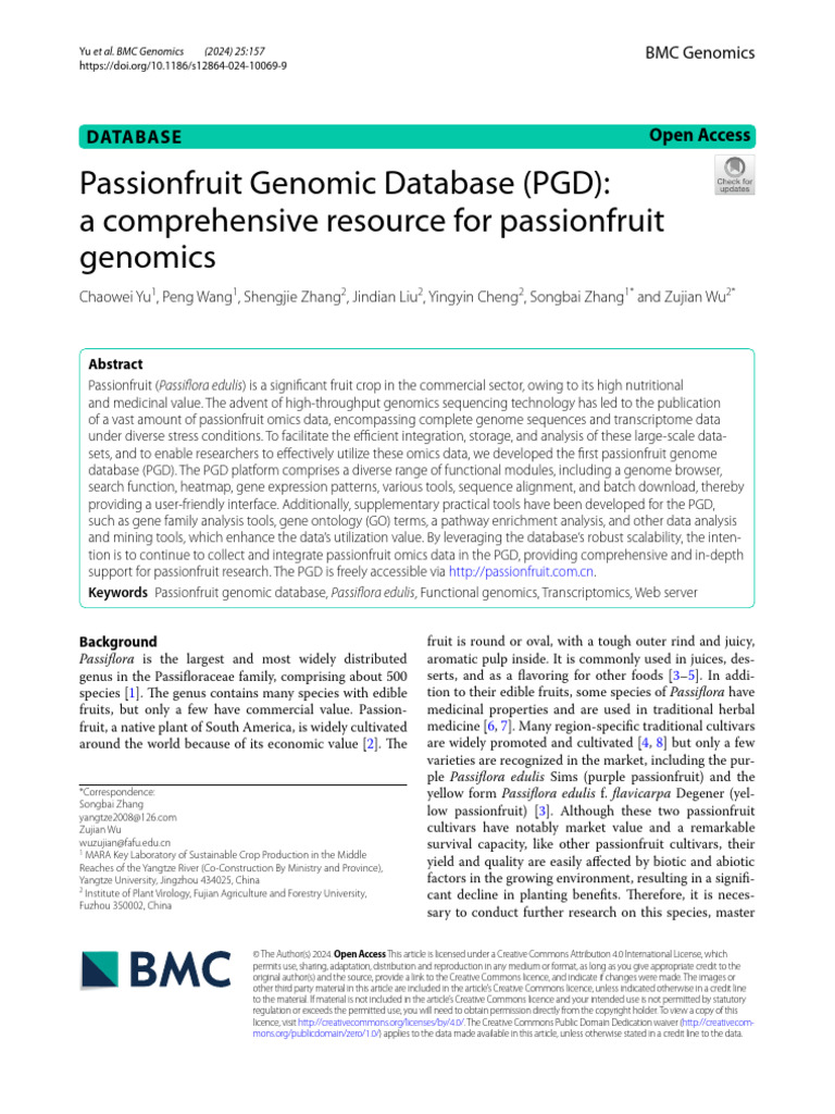 Passionfruit Genomic Database | PDF | Bioinformatics | Genomics