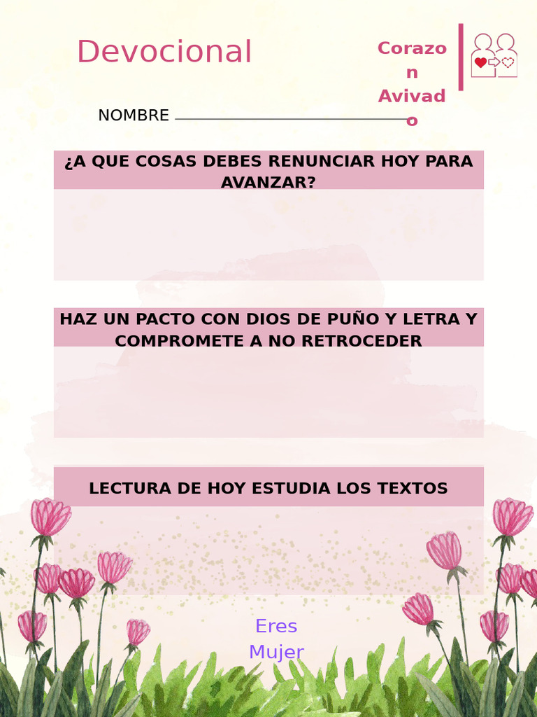 Pink and White Simple Floral Daily Devotional Planner | PDF