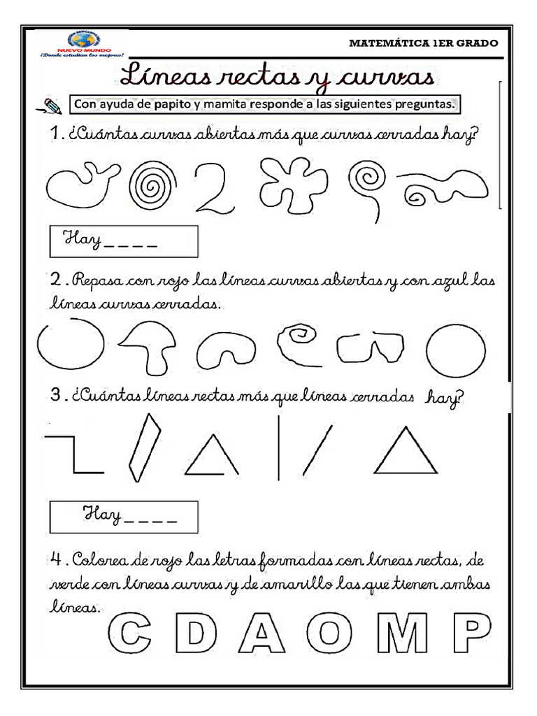 Fichas de Líneas Recytas y Curvas | PDF