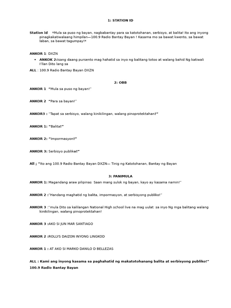 RADIO BROADCASTING SCRIPT Version 2 | PDF