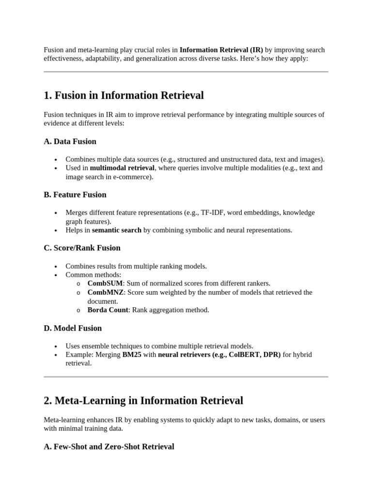IR Unit IV - Fusion and Meta learning | PDF | Information Retrieval ...
