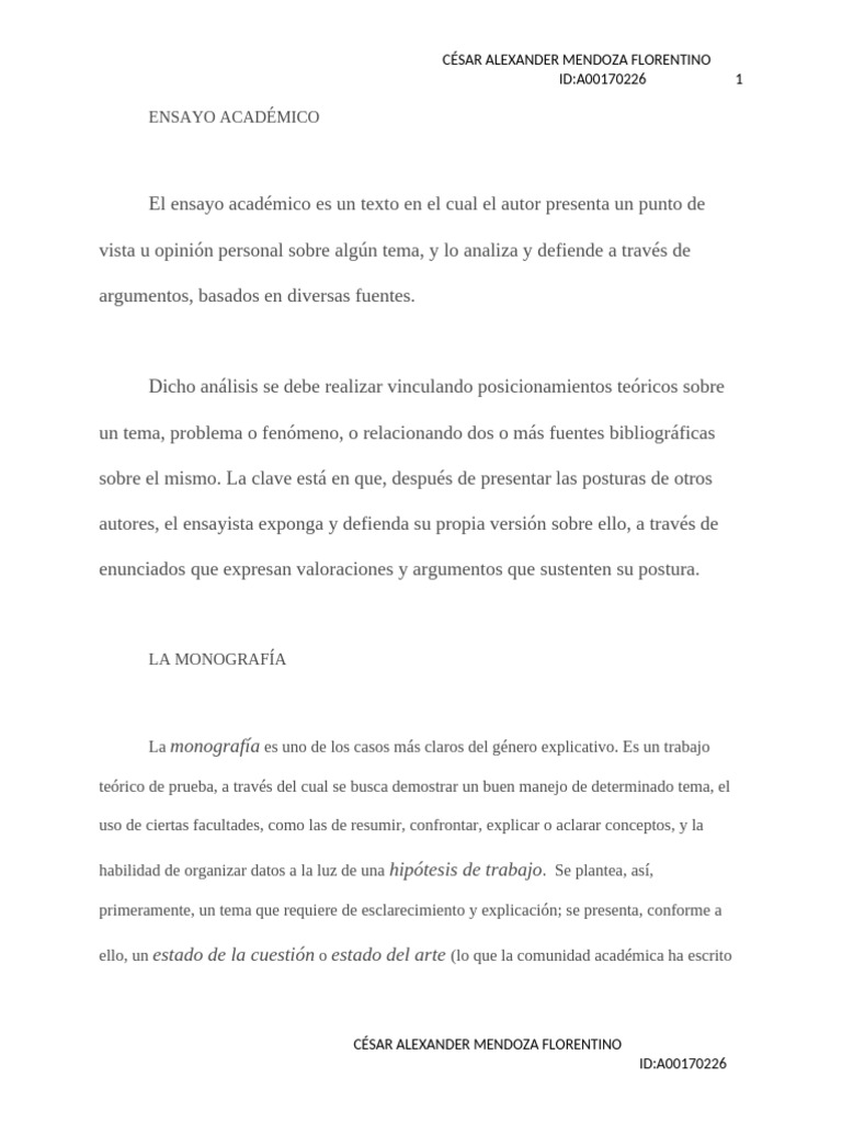 Ensayo Académico | PDF | Ensayos