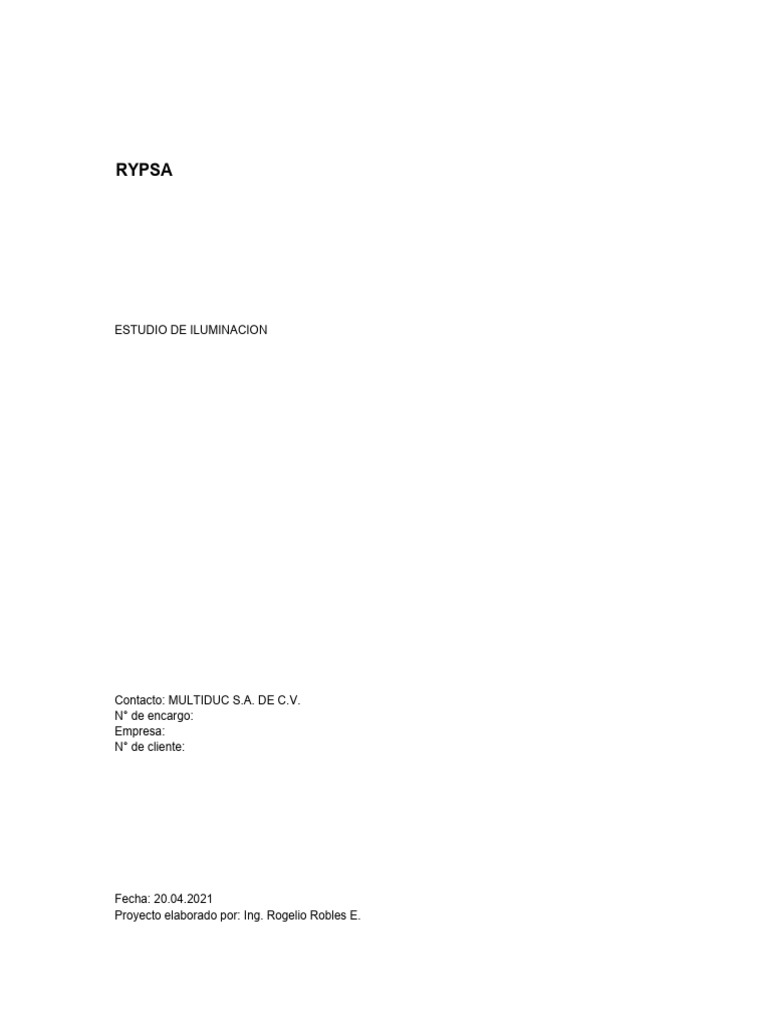 Rypsa - Estudio de Iluminacion - Rre. | PDF | Encendiendo | Fax