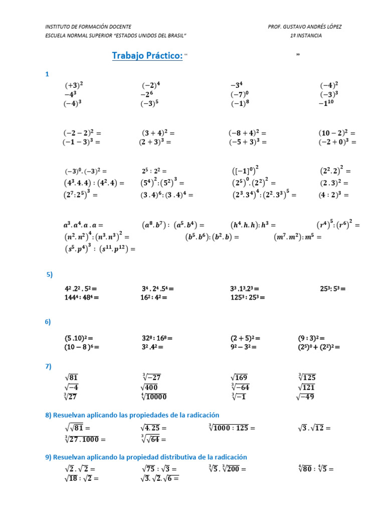 Tp6 - Potenciacion y Radicacion | PDF | Matemáticas