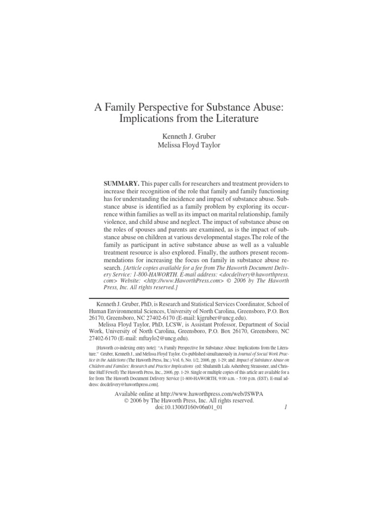 A Family Perspective of Substance Abuse | PDF | Substance Abuse | Child Abuse