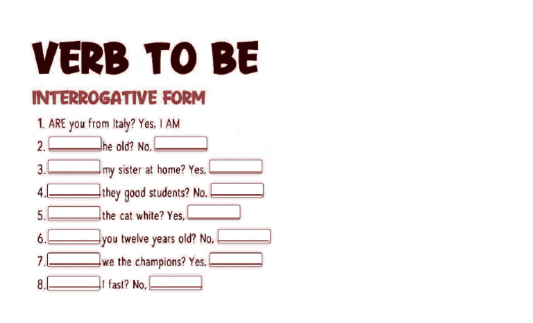 Verb To Be - Questions | PDF