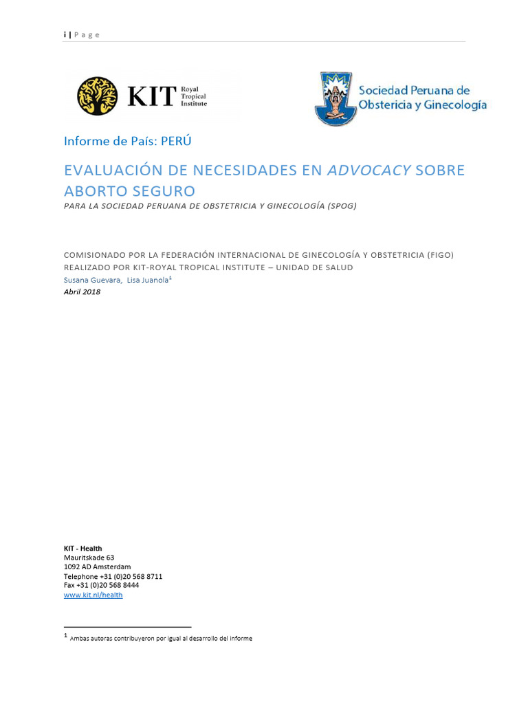 Peru Country Report - Informe de País FIGO Peru Final | PDF | Aborto ...