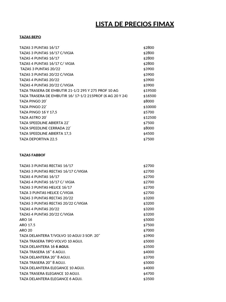Fimax Lista Simple | PDF