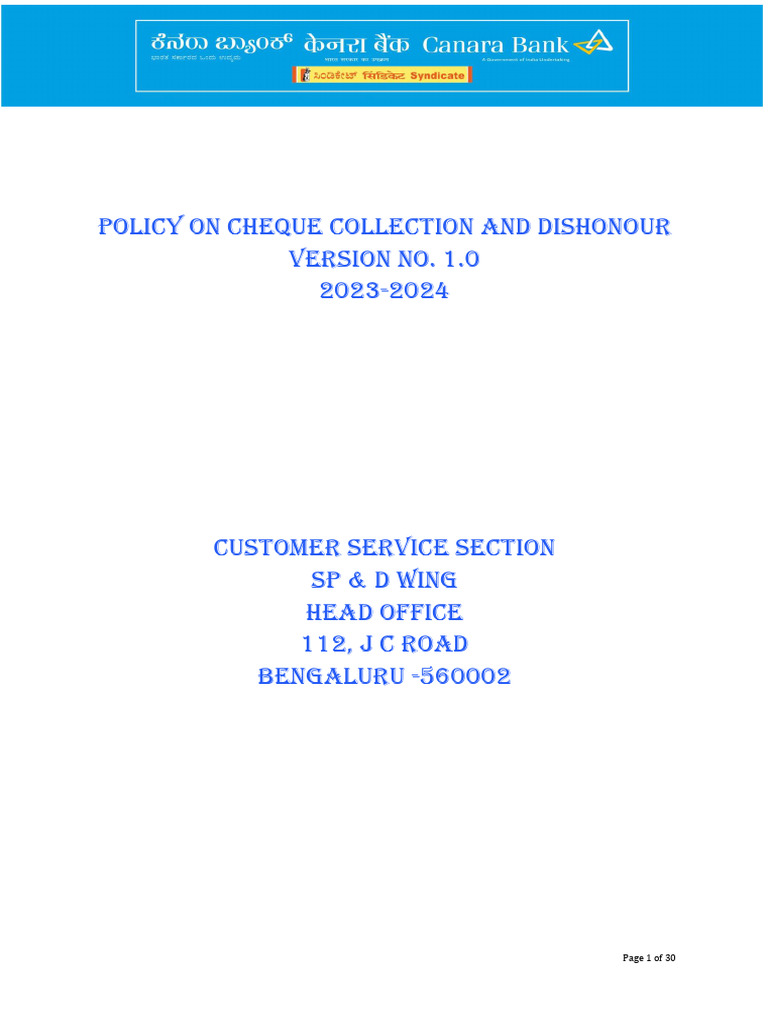 WEBSITE-UPLOAD-CH-COLLECTION-AND-DISHONOUR-POLICY-2023-2401042023 | PDF ...