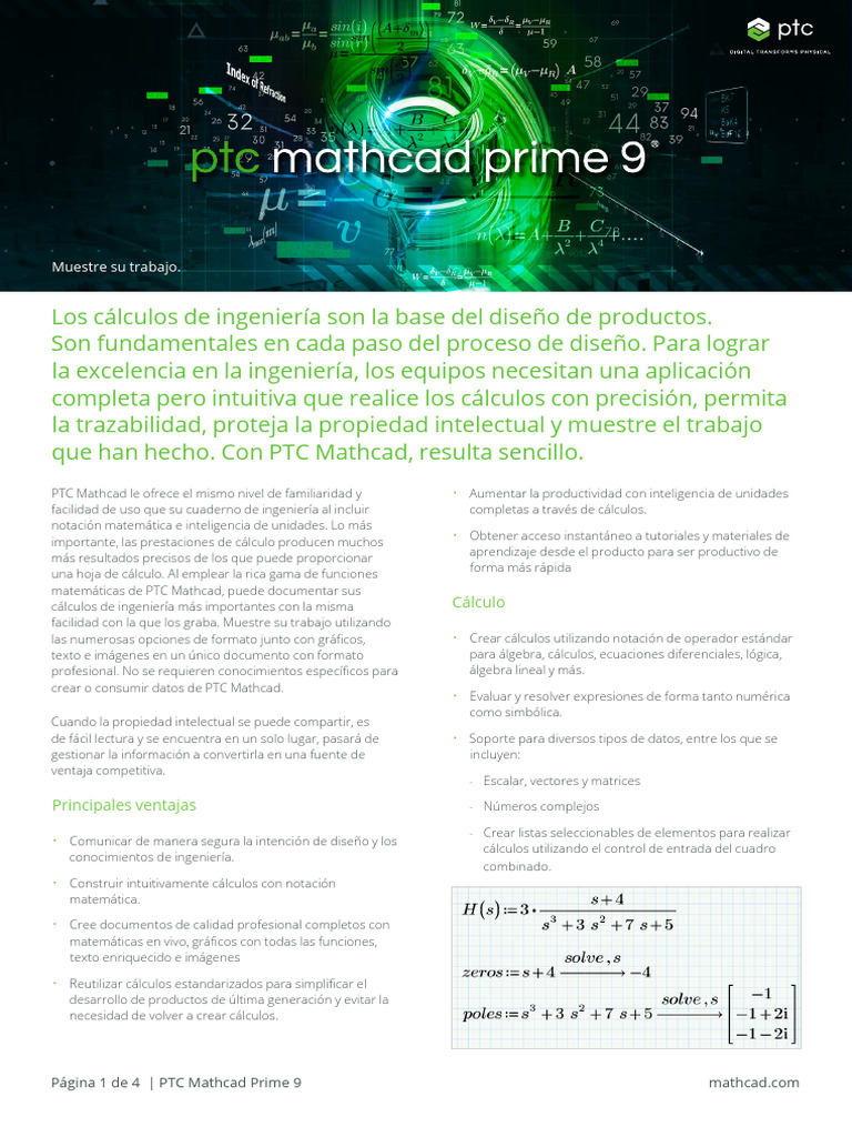 Ptc-Mathcad-Prime-9 Hoja Especificaciones Es | PDF | Linealidad ...
