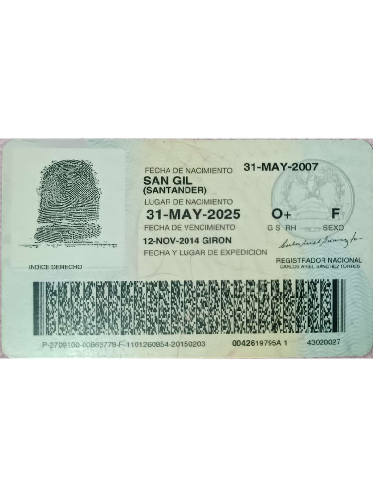 Tarjeta de Identidad Sofia | PDF