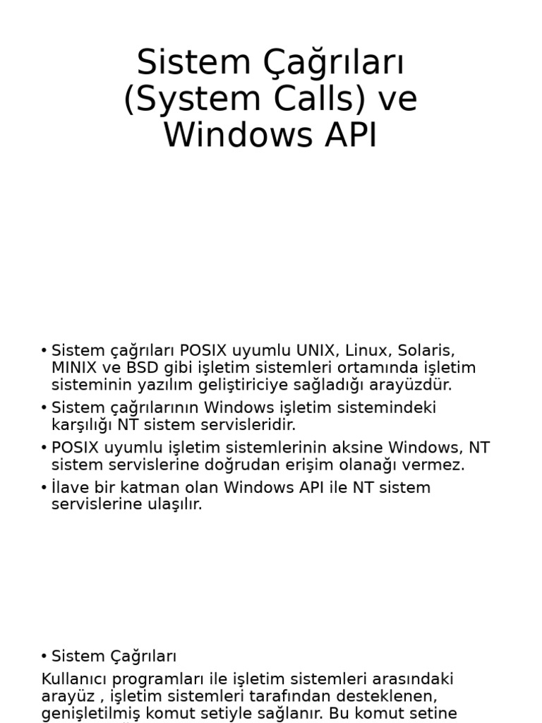 Sistem Cagrilari System Calls Ve Windows | PDF