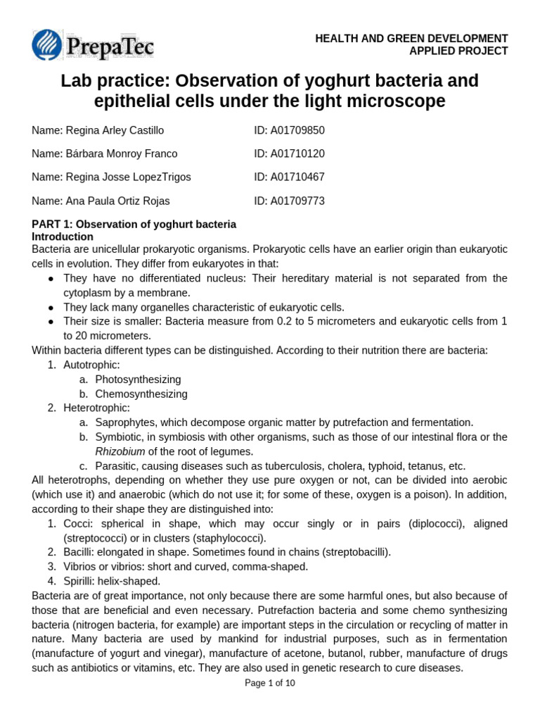 Lab Practice - Microscope Observation (2) | PDF | Bacteria | Cell (Biology)