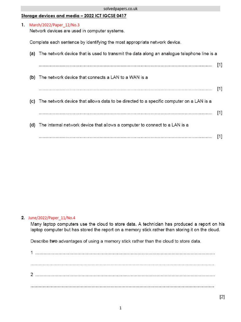 2022 Storage Devices and Media IGCSE 0417 | PDF