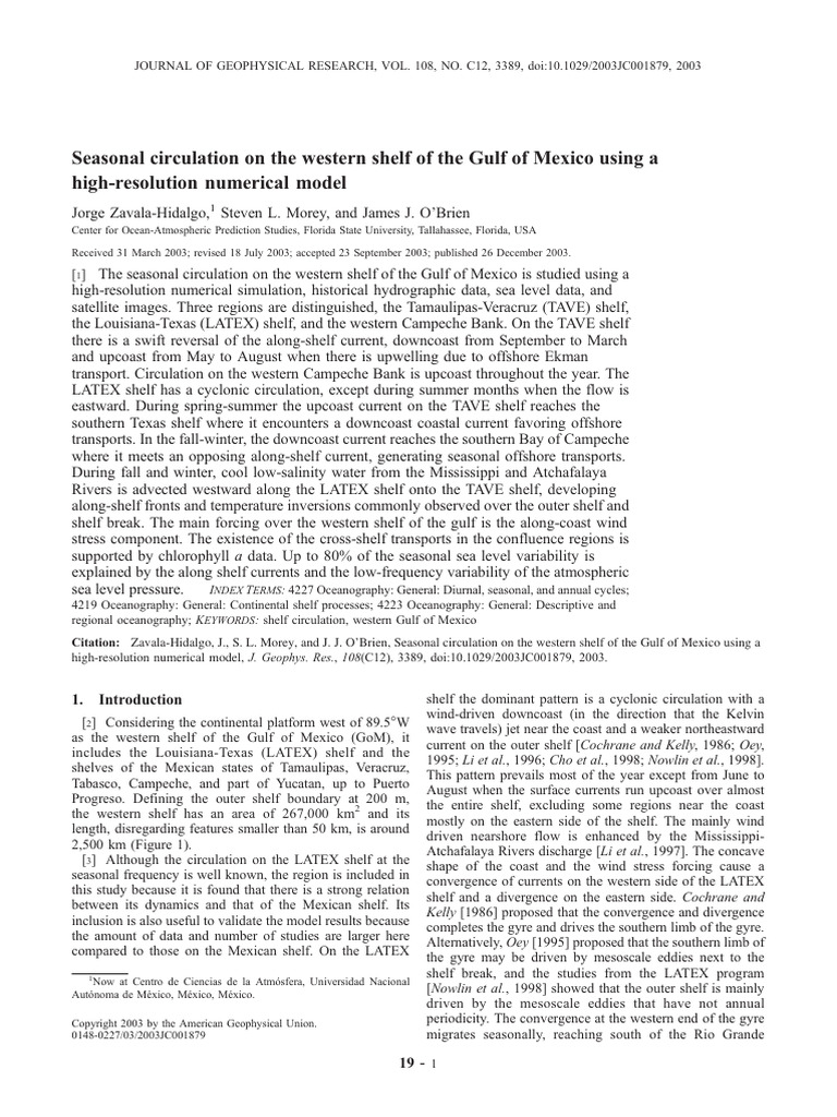 Seasonal Circulation On The Western Shelf of The Gulf of Mexico | PDF ...
