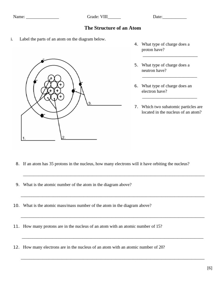 Atoms Family Worksheets | PDF | Atoms | Atomic Nucleus