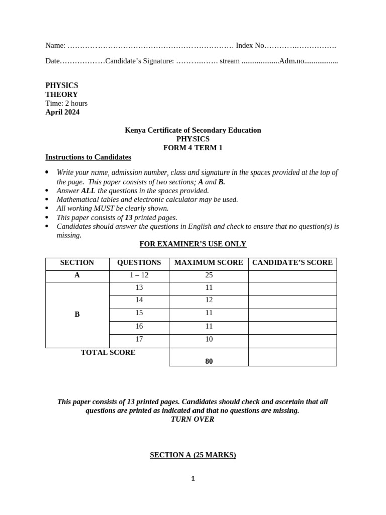 Form 4 Physics - Paper 2 - Question Paper | PDF | Electrodynamics ...
