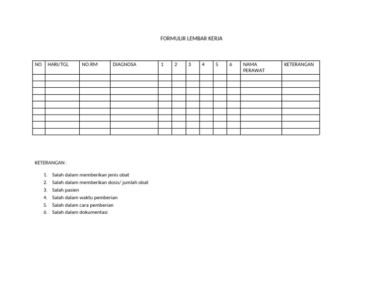 FORMULIR LEMBAR KERJA | PDF