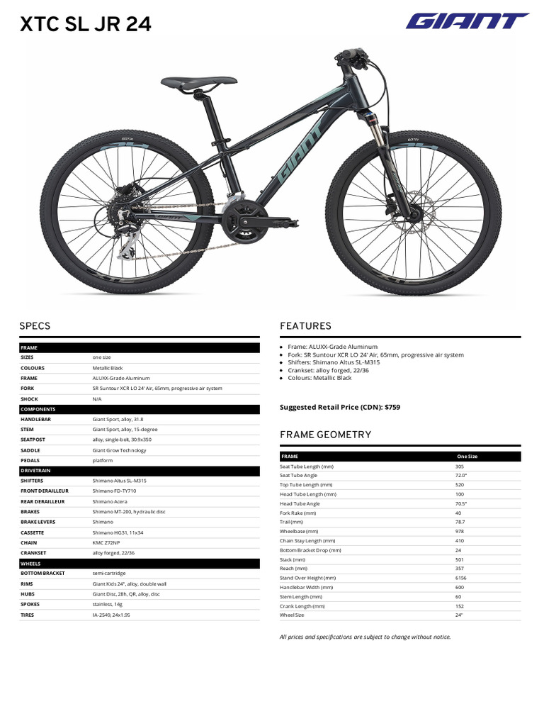 Giant Bicycles Bike 1552 | PDF | Private Transport | Human Powered Vehicles