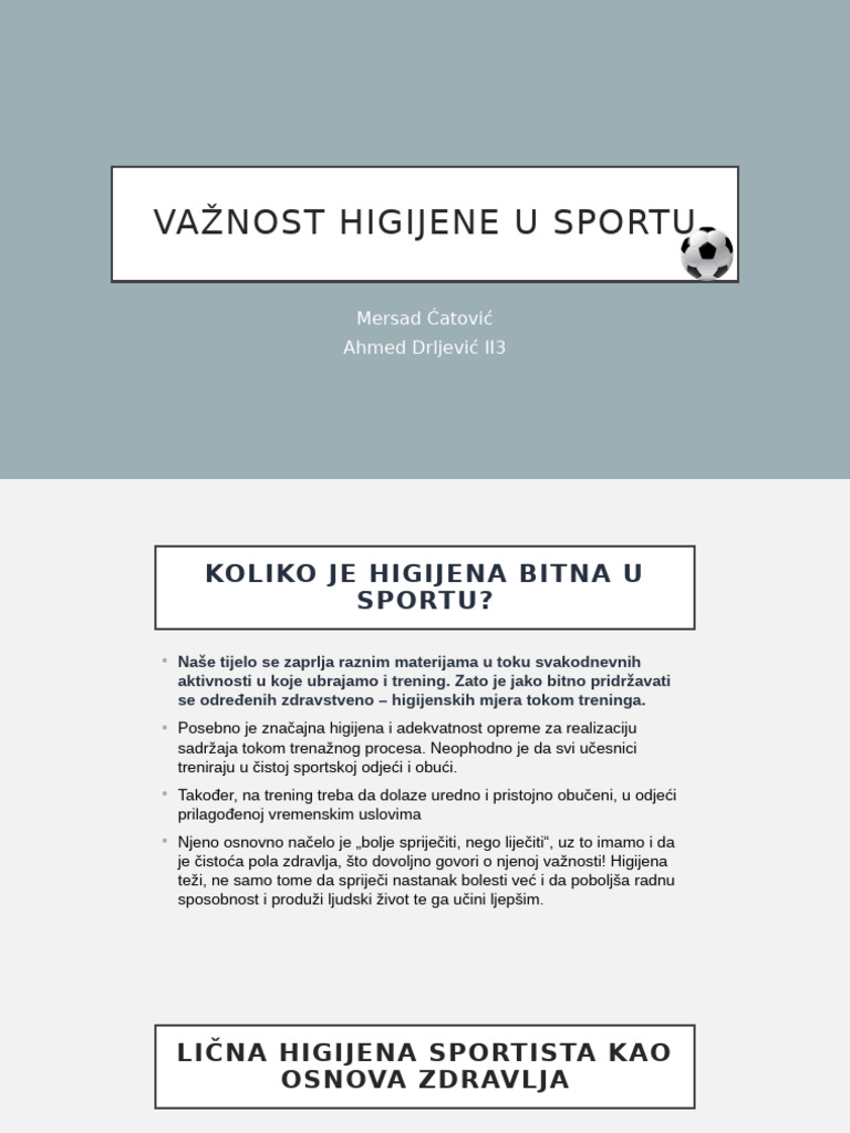 Važnost Higijene U Sportu | PDF