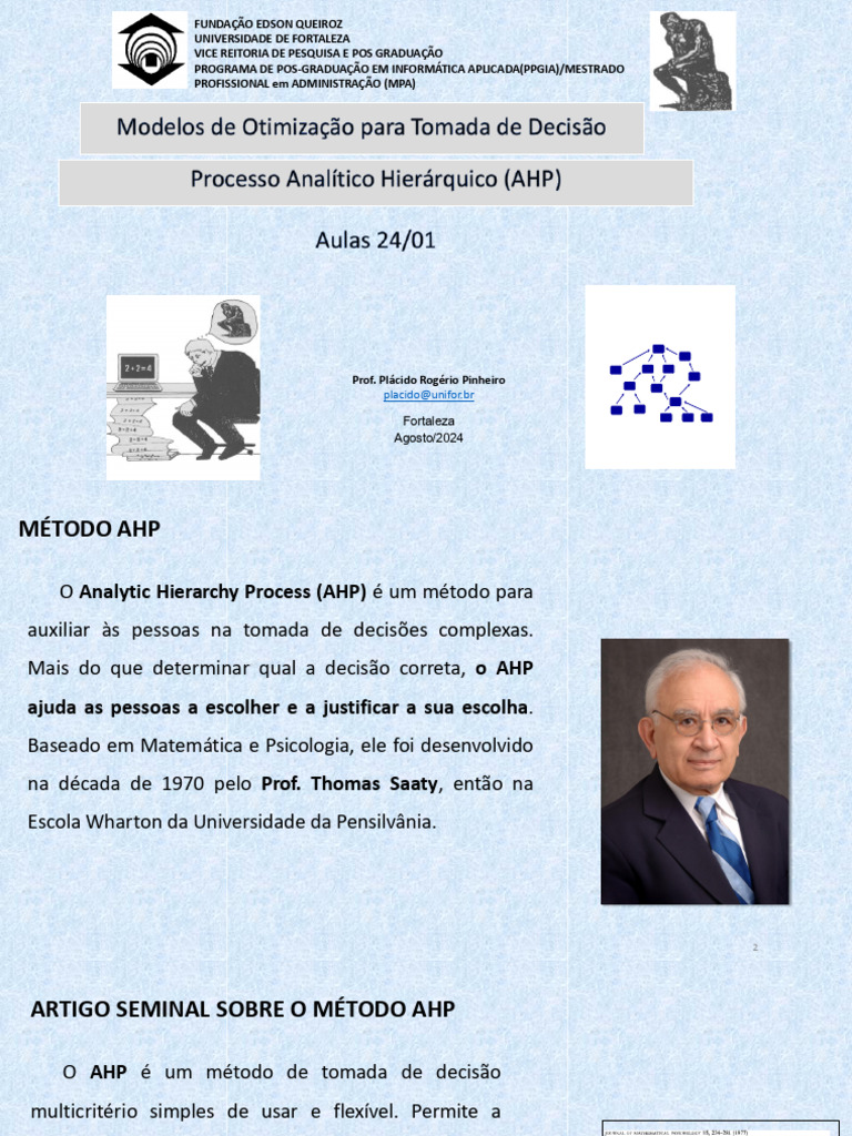 Aulas 24 - 1 - Manha - Processo Analítico Hierárquico (AHP) | PDF ...
