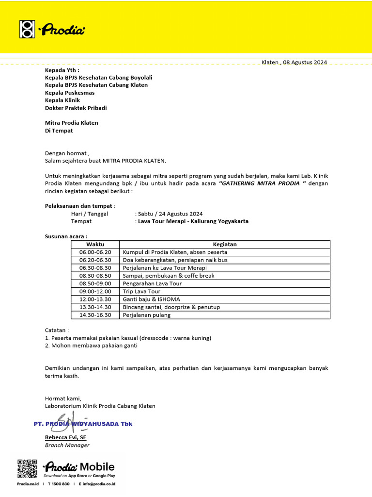 Undangan Gathering Mitra Prodia Klaten | PDF