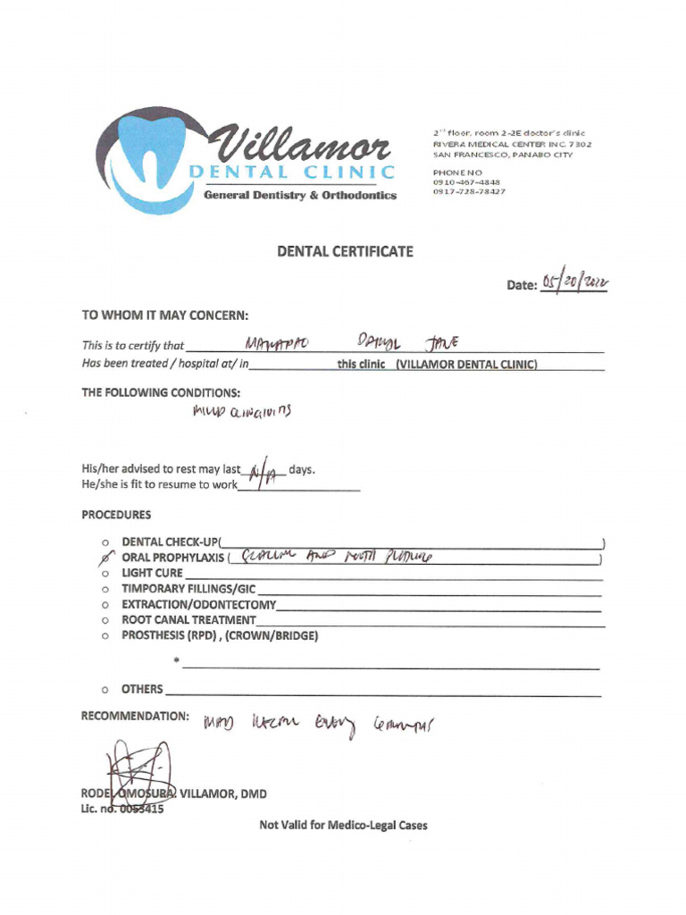 Dental Certificate | PDF
