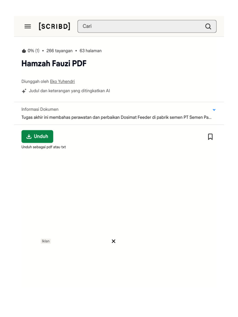 Perawatan Dosimat Feeder PT Semen | PDF