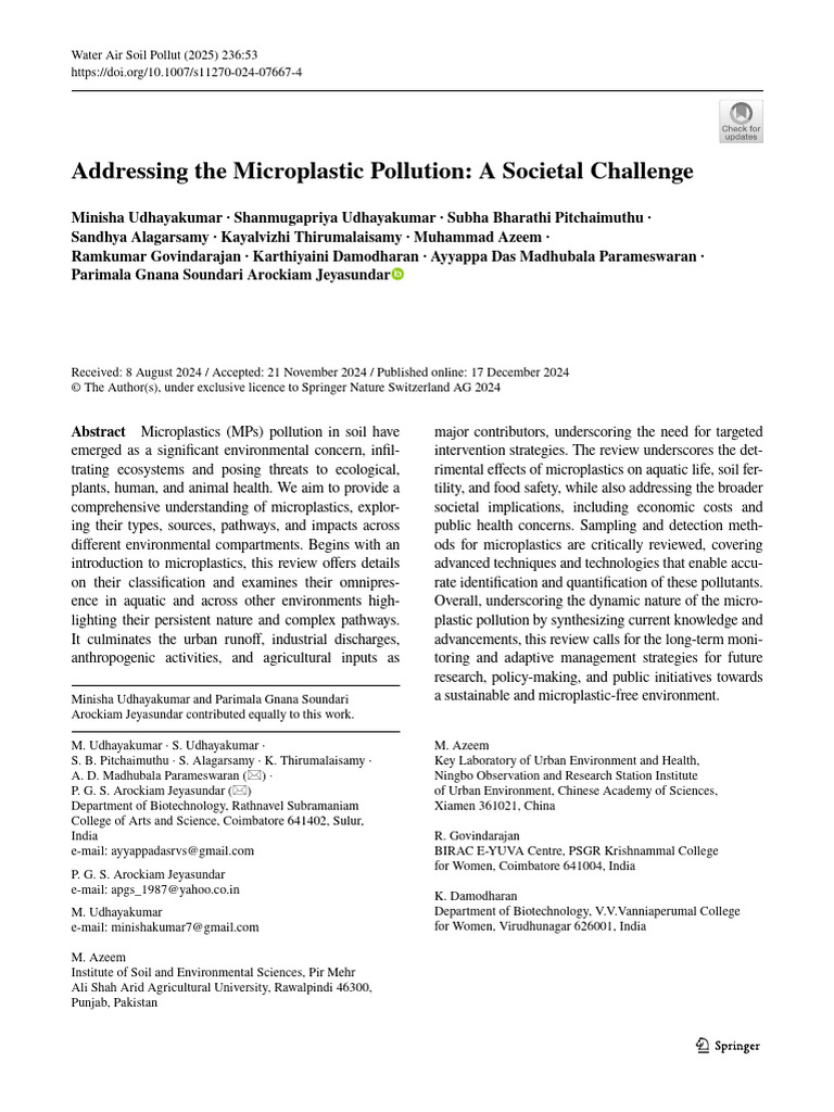 Addressing The Microplastic Pollution A Societal Challenge | PDF ...