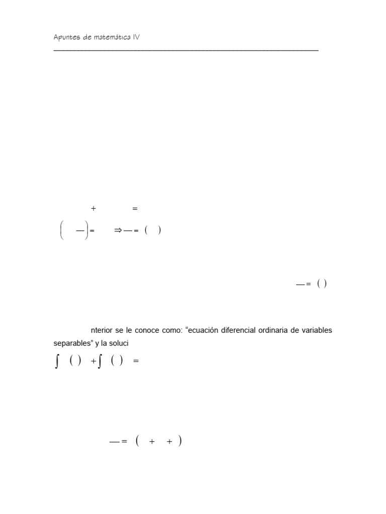SEPARACION DE VARIABLES | PDF | Ecuaciones | Ecuación diferencial ordinaria