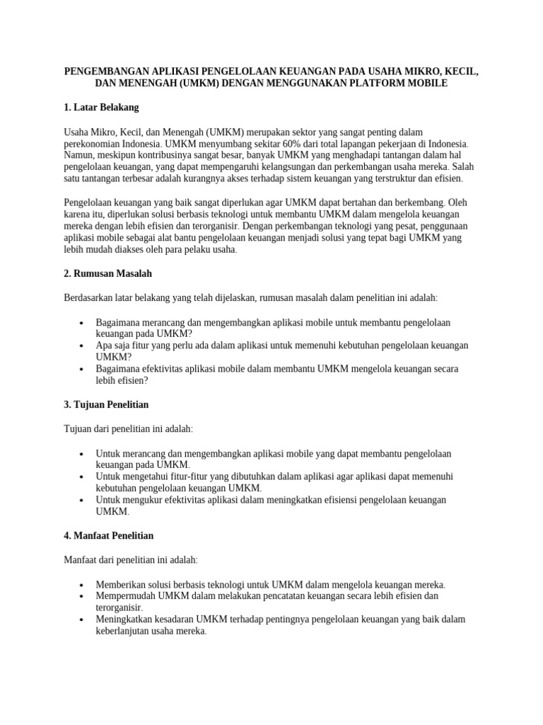 PENGEMBANGAN APLIKASI PENGELOLAAN KEUANGAN PADA USAHA MIKRO, KECIL, DAN MENENGAH (UMKM) DENGAN ...