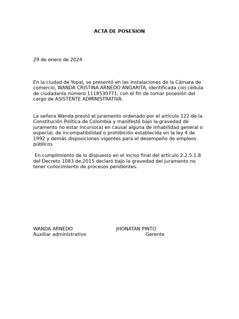 Acta de Posesion | PDF