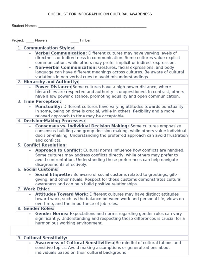 Handout 11 Checklist For Infographic | PDF | Communication | Nonverbal ...