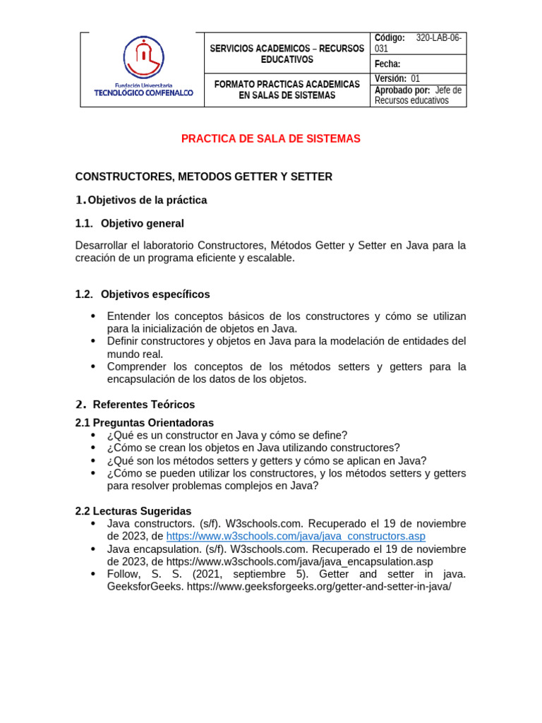 Constructores Getters Setters | PDF | Java (lenguaje de programación ...