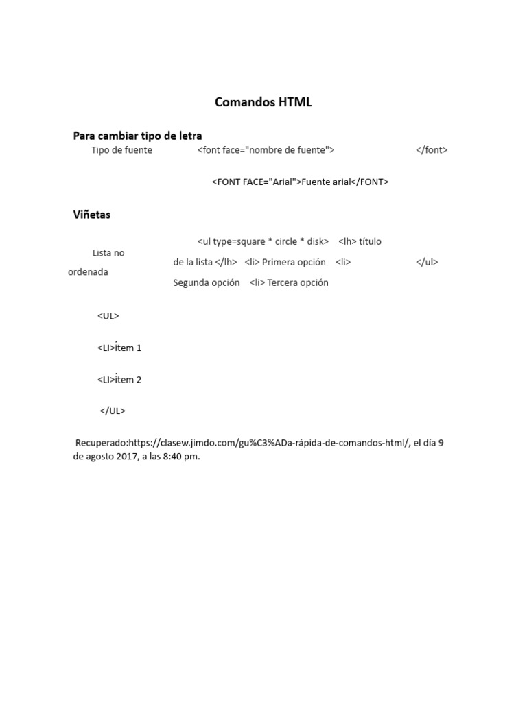 Comandos de HTML | PDF