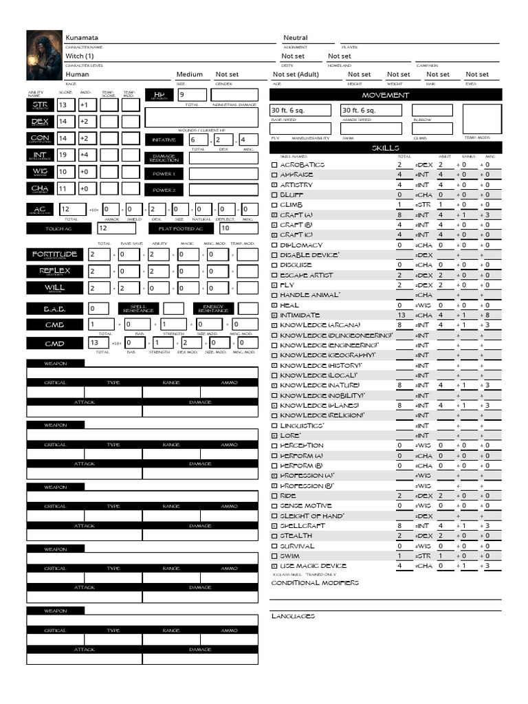 charactersheet-kunamata | PDF | D20 System