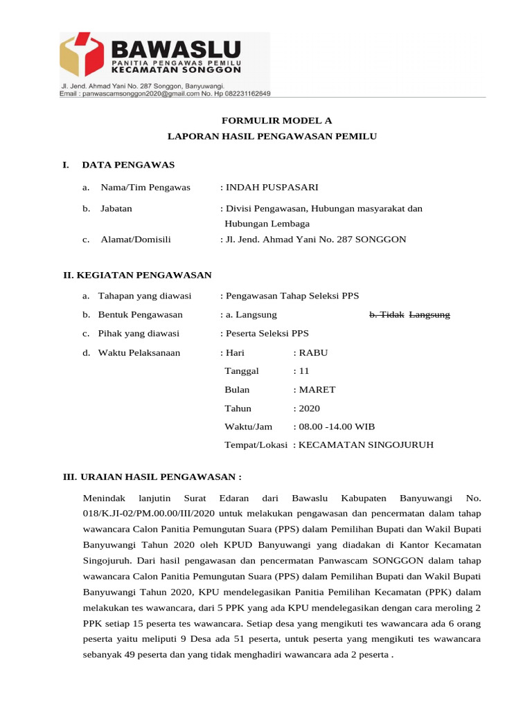 Lap Form A Pps Wawancara | PDF
