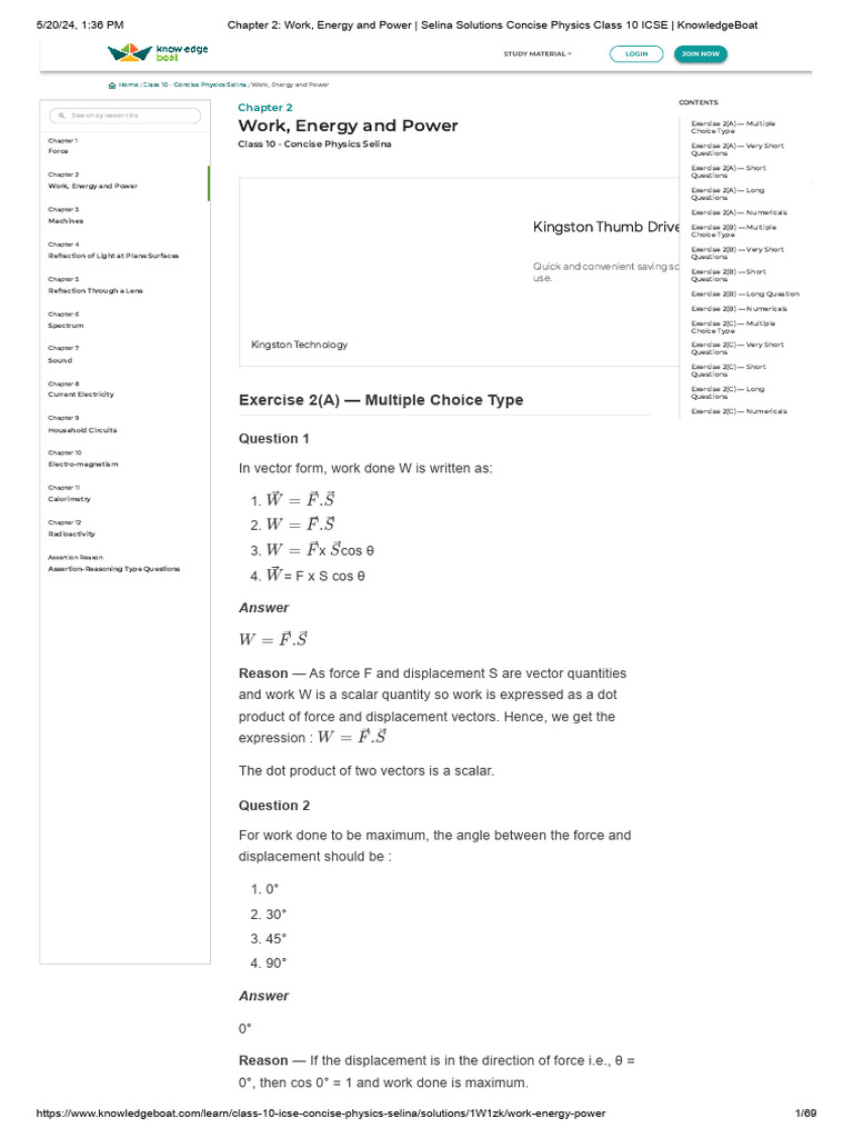Class 10 Physics: Work, Energy, Power | PDF | Electronvolt | Force