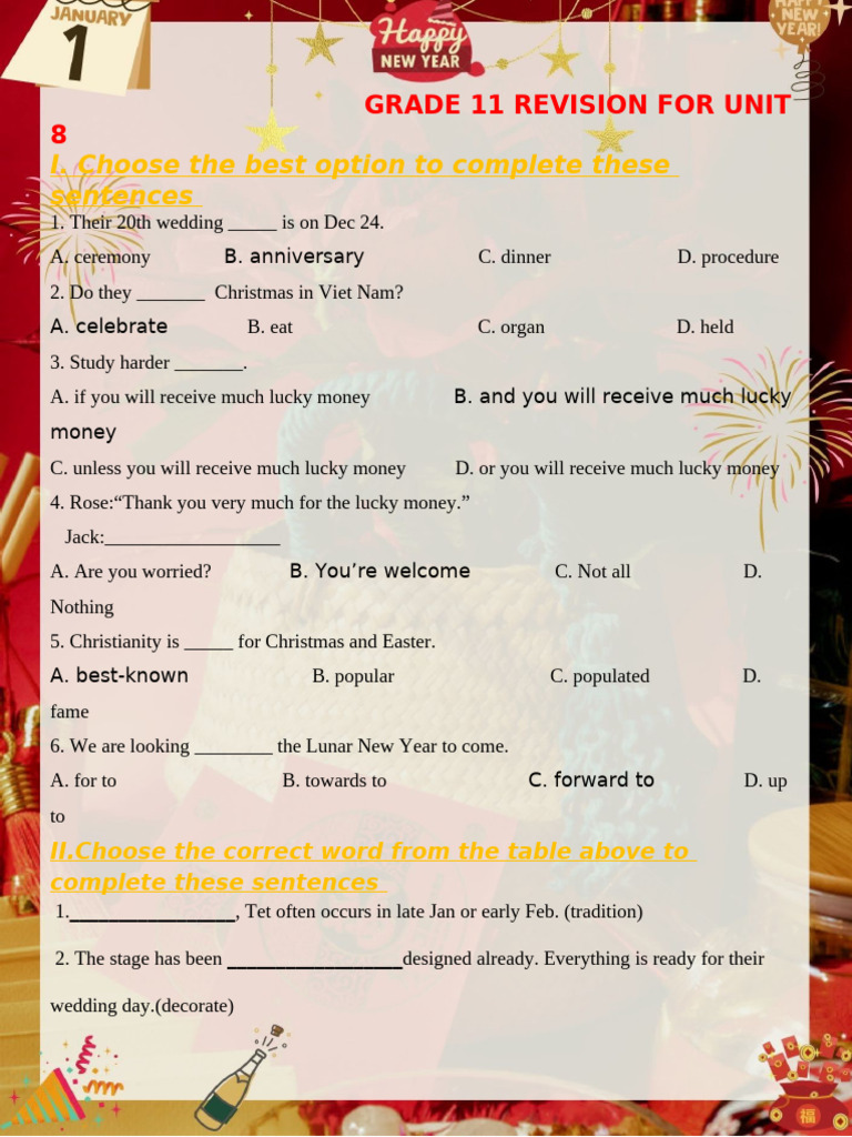 K11 Unit 8 Review | PDF