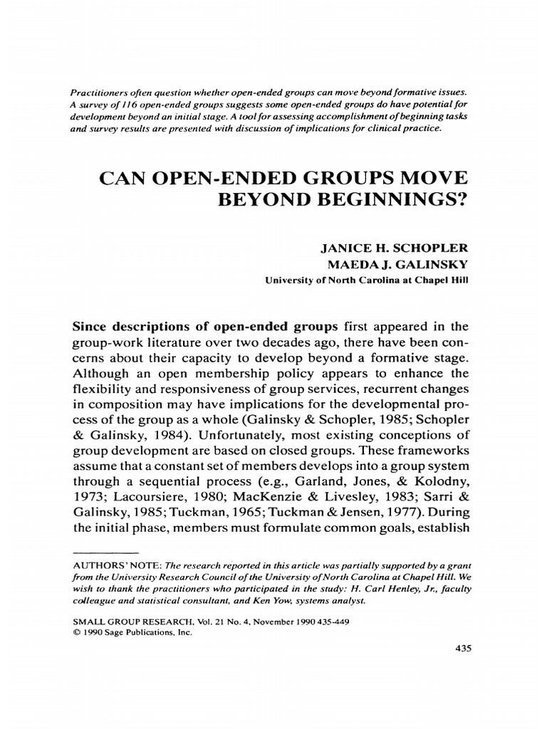Can Open-Ended Group Move Beyond Beginnings ARTICLE | PDF
