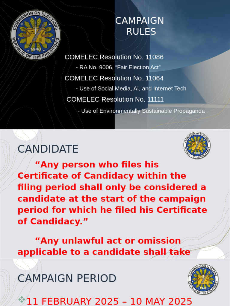 2025 Philippine Election Campaign Rules | PDF | Commission On Elections ...