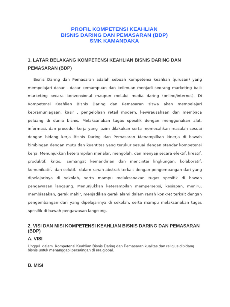 Profil Kompetensi Keahlian | PDF