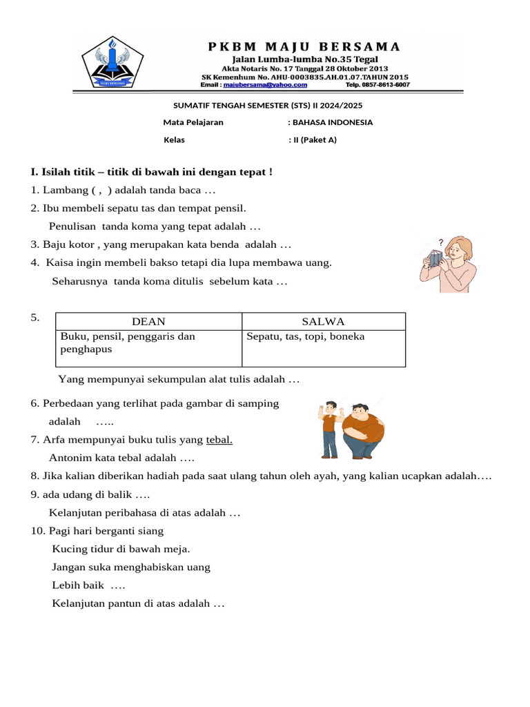 PAT B. Indonesia kls2 2024 (1) | PDF