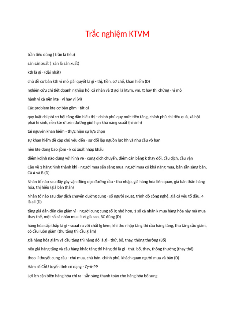 Trắc nghiệm KTVM | PDF