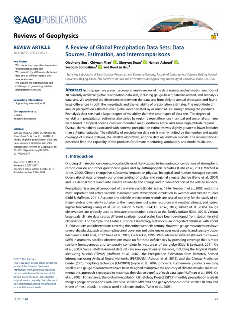 Global Precipitation Data Review | PDF | Precipitation | Climate