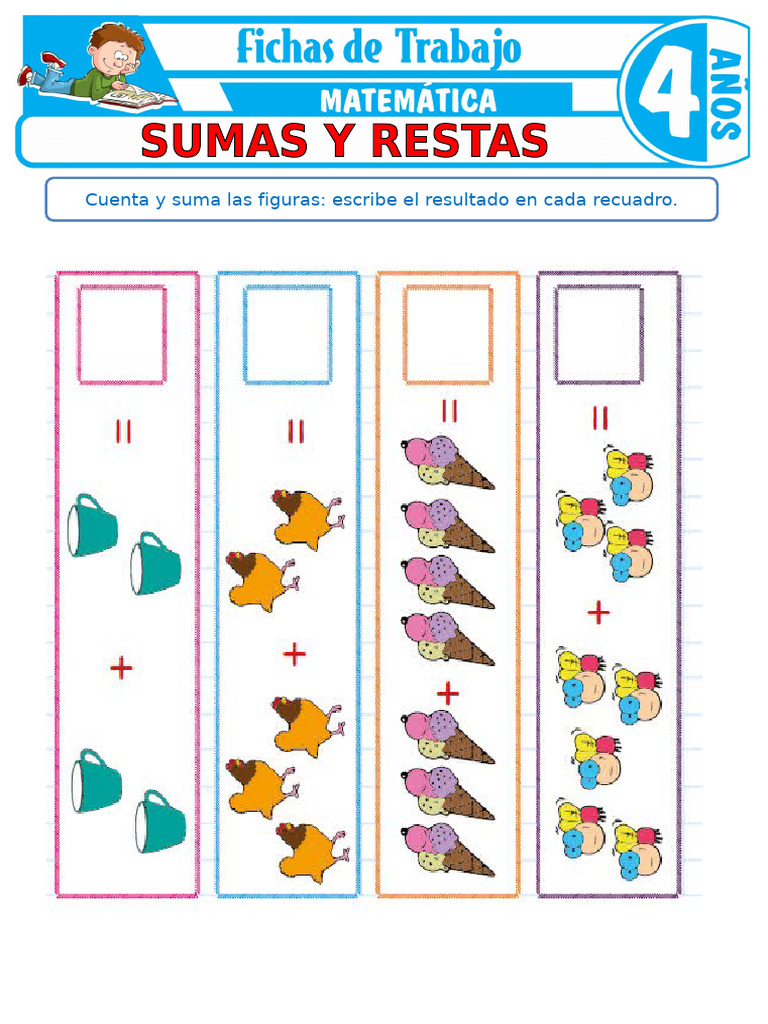 Fichas de Sumas y Restas para Niños | PDF
