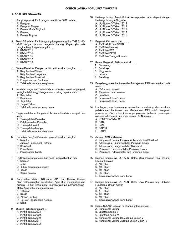 Latihan Soal UPKP Tingkat III | PDF