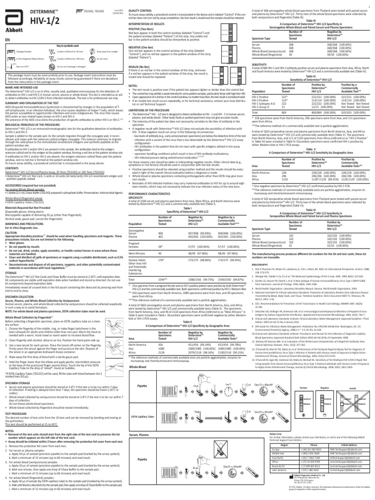 Determine™ HIV-1/2 Test Instructions | PDF | Hiv | Blood Plasma