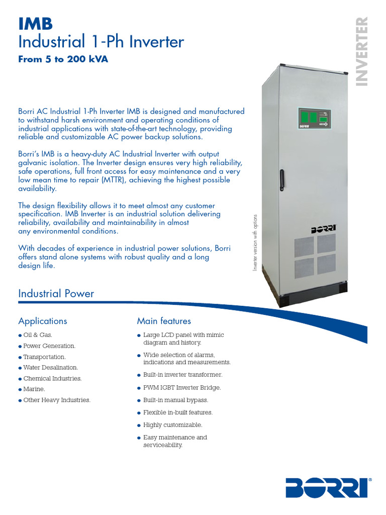 Borri Industrial 1-Ph Inverter Overview | PDF | Power Inverter ...