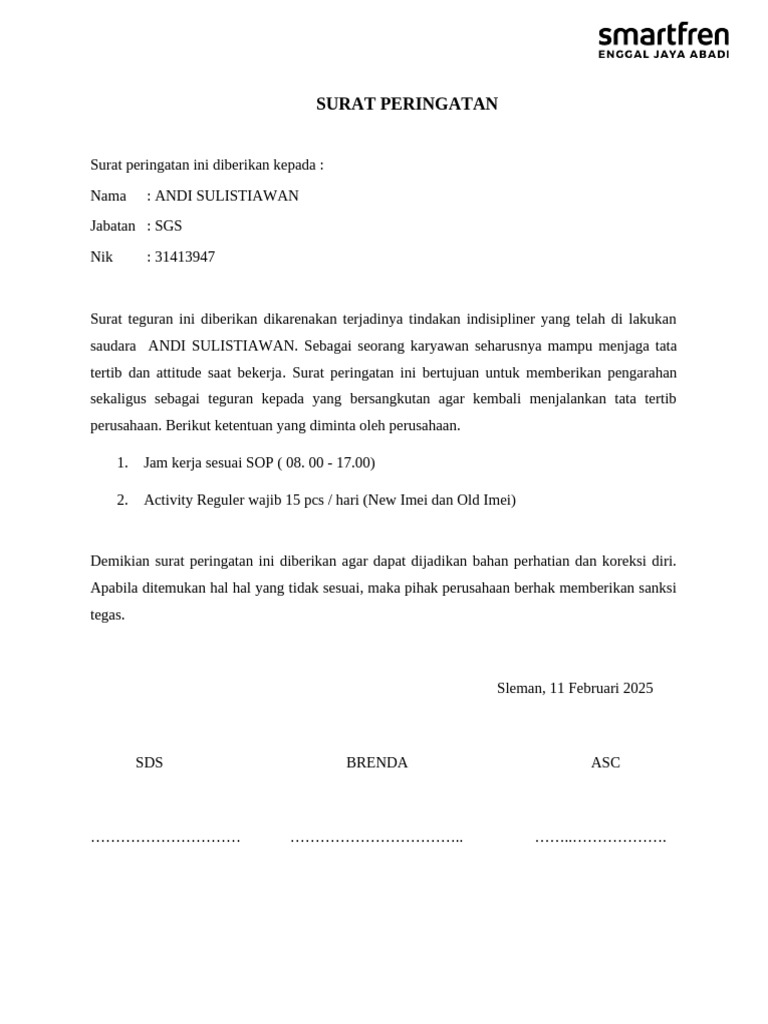 Surat Peringatan SGS | PDF